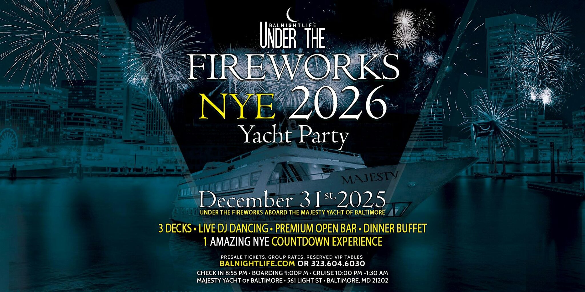 Baltimore New Year’s Eve Under the Fireworks Yacht Party 2026 – ClubZone